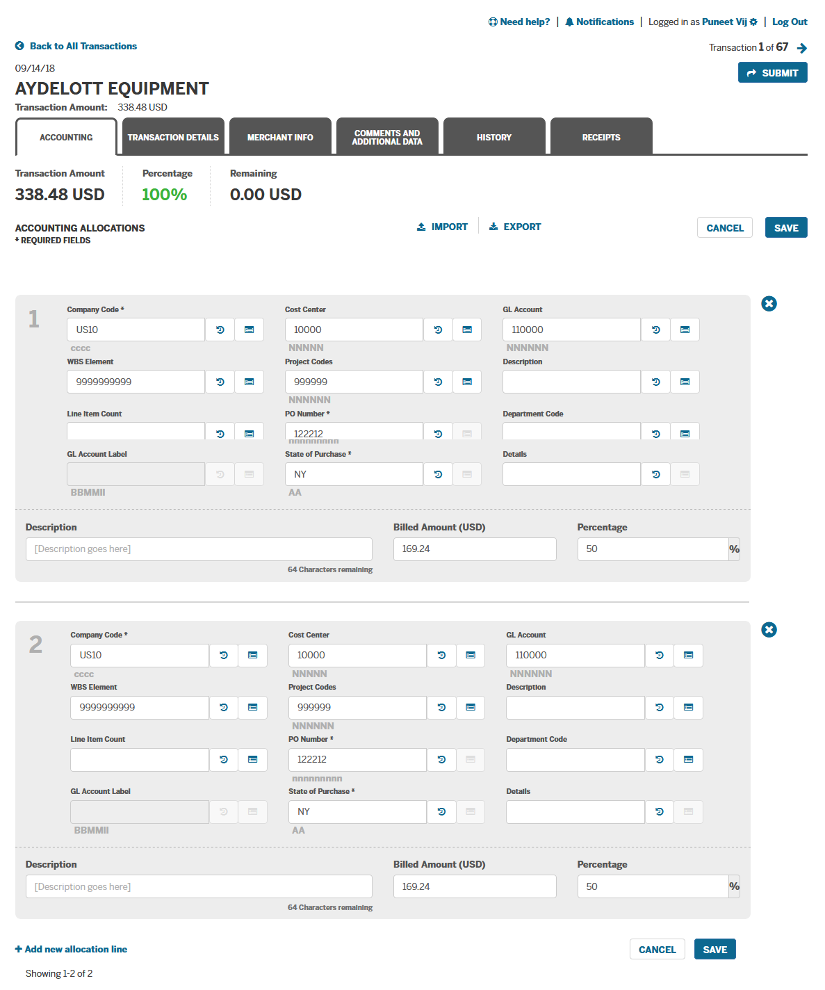 American Express @ Work Corporate Account Reconciliation