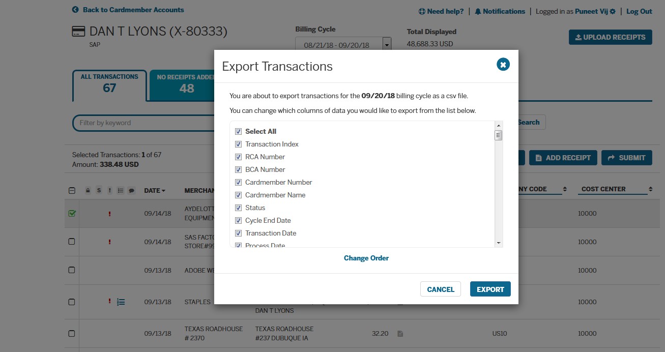 American Express @ Work Corporate Account Reconciliation